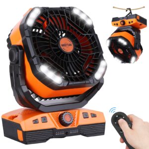 20000mah camping fan oscillating fan portable fan battery powered fan rechargeable camping fan essentials tent fan light hook 270° pivot stepless speed battery operated fan usb desk outdoor fan