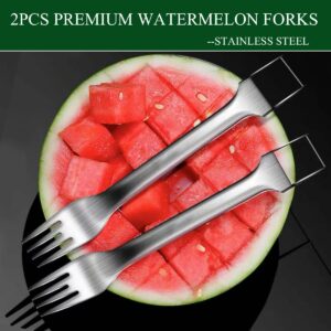 2Pcs Watermelon Cutter Slicer Tool, 2 in 1 Watermelon Cutter, Stainless Steel Watermelon Slicer, Portable Watermelon Fork, Fruit Watermelon Slicer Cutter for Kitchen Party Camping