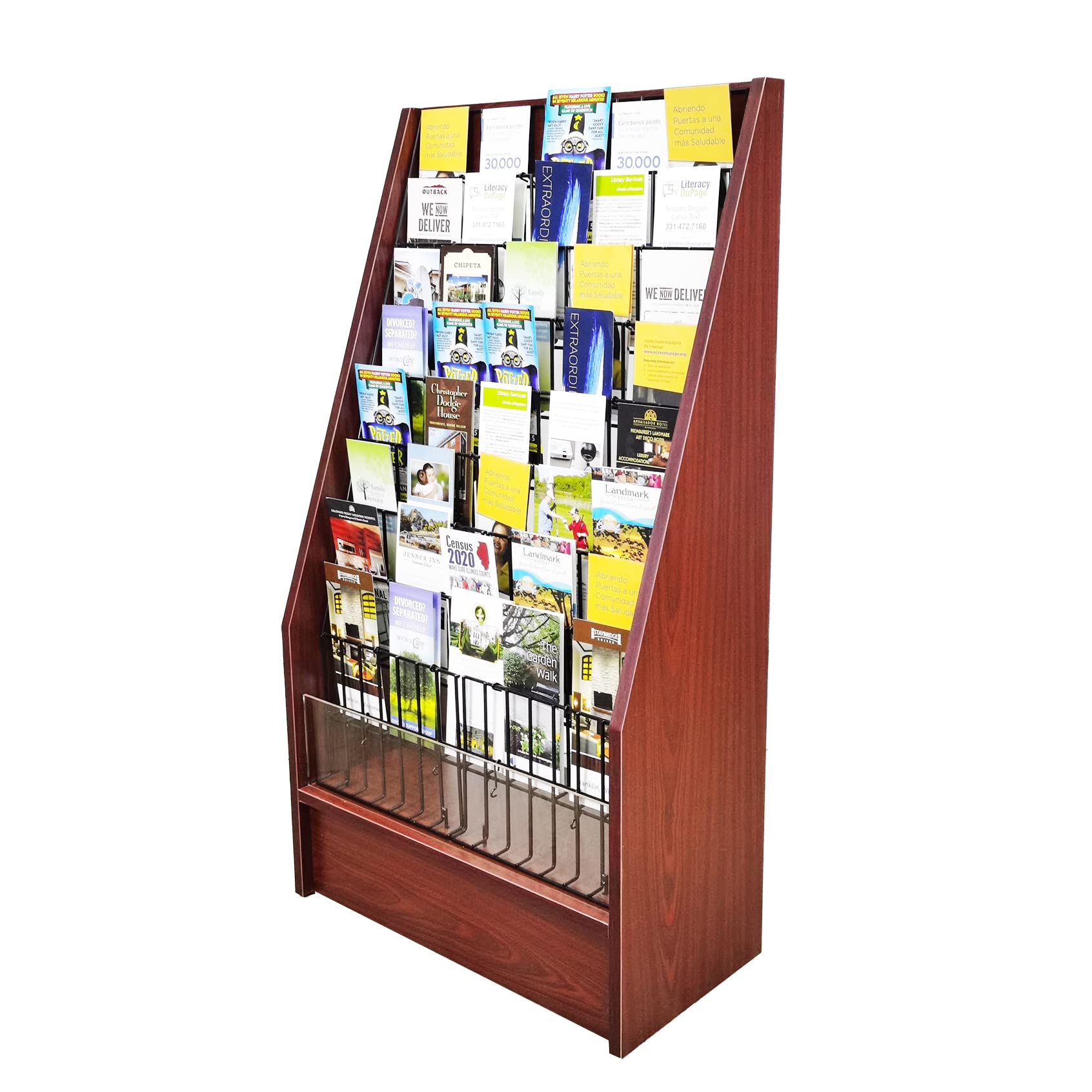 FixtureDisplays® Literature Rack Brochure Holder Leaflet Coupon Stand Greeting Card Rack 9 Tier 45 Facing Travel Information Kiosk 1453 RED-NPF