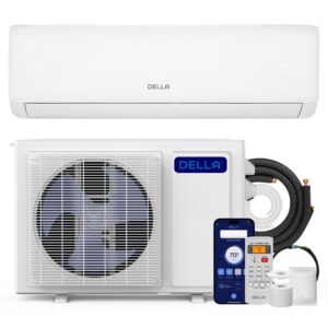 della vita series 12000 btu mini split ac 21 seer2 cools up to 550 sq.ft, works with alexa, wifi enabled air conditioner & heater with 1 ton pre-charged heat pump (r32 refrigerant)