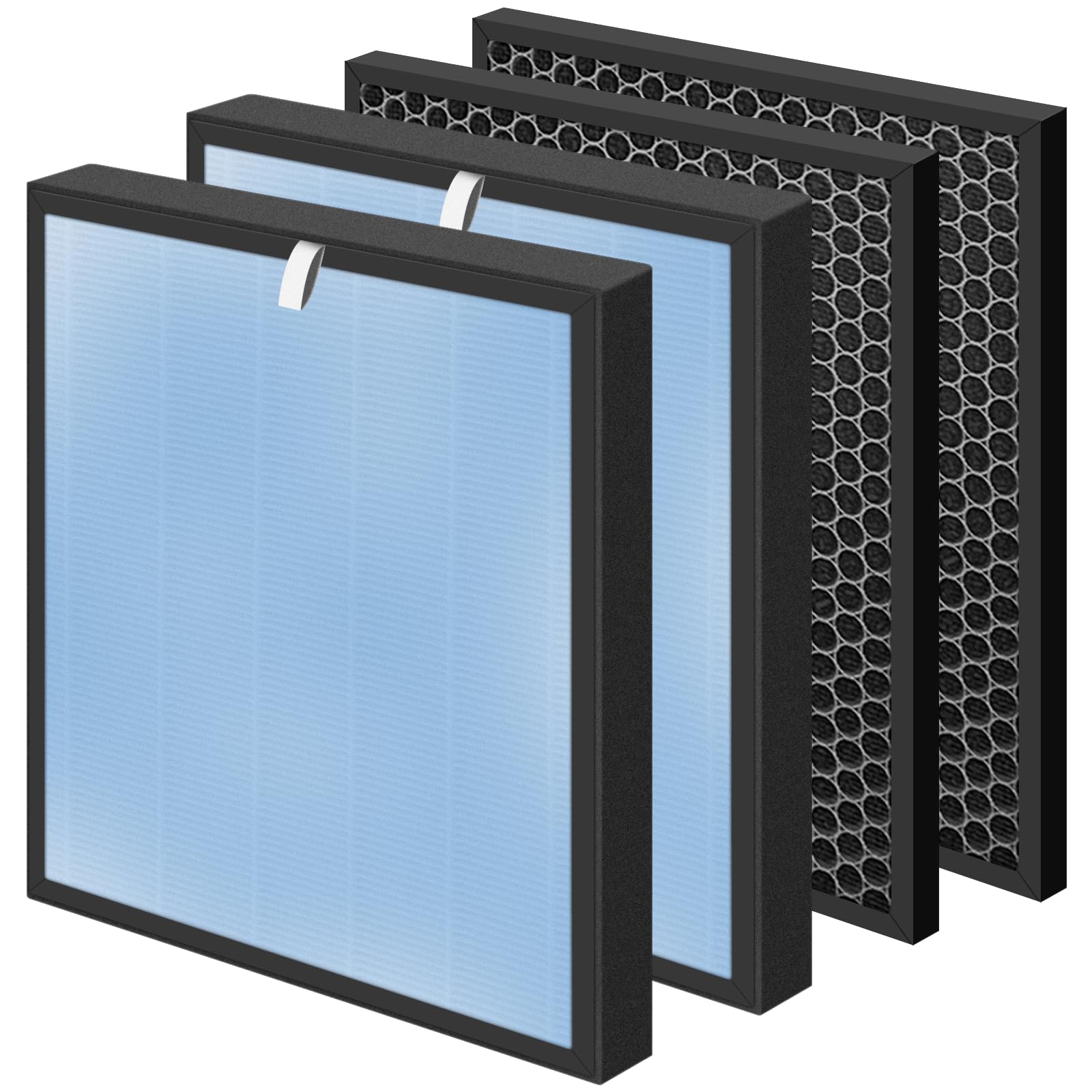 HSP001 True HEPA Filter Replacements Compatible with HATHASPACE Air Purifier Filters HSP001,4 in 2 H13 True HEPA Filter with Activated Carbon Pre-Filter,2 Combon Pack