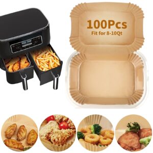 air fryer disposable paper liner for ninja dz201/dz401/dz550/sl401/sl201/dz302/sl451,100pcs rectangle 8.6x 5.5'' baking parchment paper inserts accessories,ninja foodi dual papel para freidora de aire