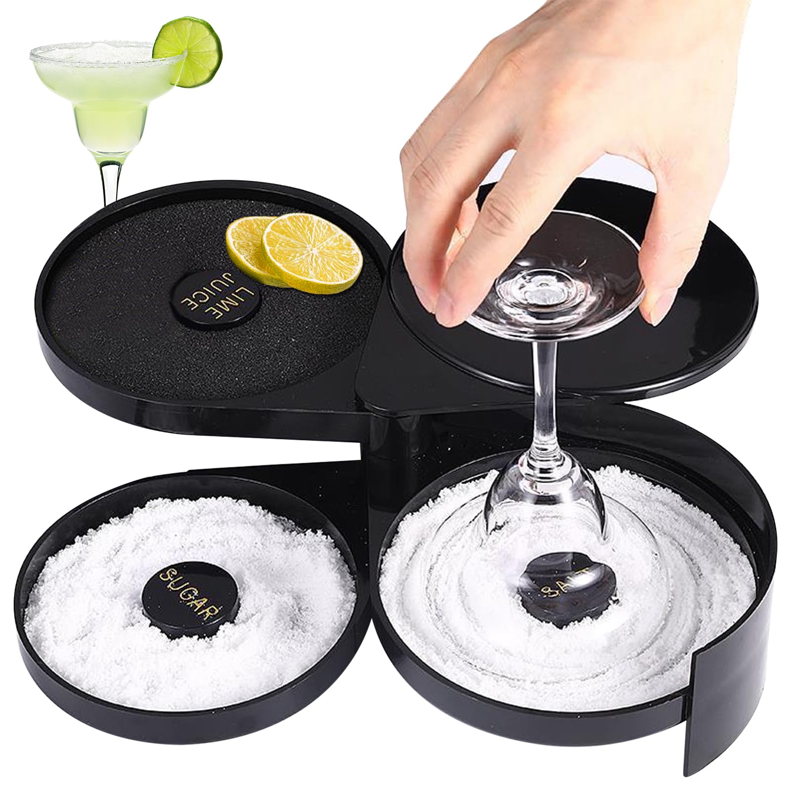 Harewu 3-Tier Bar Juice Cocktail Seasoning Box with Sponge，for Cocktails and Margarita Mixing,Salt and Sugar Containerfor Bar,Pub Party and Reception