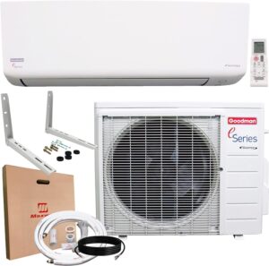 goodman 12,000 btu 18 seer2 ductless mini split inverter heat pump system with maxwell 16-ft installation and wall bracket (230v)