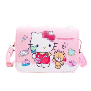 eiodlulu cartoon kitty crossbody bag kawaii cat phone purse dog coin pouch wallet for girls kids women (pink)