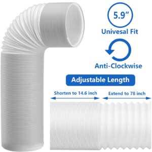 Sgran Portable Air Conditioner Hose, 5.9 Inch Diameter AC Hose, Anti-Clockwise Thread AC Vent Exhaust Hose, Lenth Up to 78 Inch Compatible with Haier LG Delonghi Air Conditioner Parts