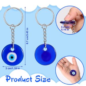 Inbagi 50 Pcs Turkish Blue Evil Eye Keychains Charms Decor Pendants Crafting Glass Keychain with Keyring Hanging Ornament Blessing Jewelry Accessories Amulet for Good Luck