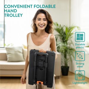 Navaris Folding Sack Truck with Tensioning Straps - Loadable up to 50kg (110 lbs) - Rubber Wheels - Foldable Transport Trolley with Tension Strap - Transport Trolly