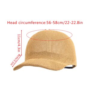 Meyaus Unisex Adults Straw Woven Visor Sunhat Summer Outdoor Travel Baseball Cap Khaki