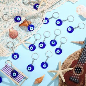 Inbagi 50 Pcs Turkish Blue Evil Eye Keychains Charms Decor Pendants Crafting Glass Keychain with Keyring Hanging Ornament Blessing Jewelry Accessories Amulet for Good Luck