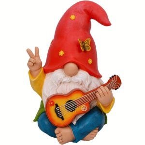 mood lab garden gnome - funny hippie gnome figurine - 9.25 inch tall lawn statue - for outdoor or house decor