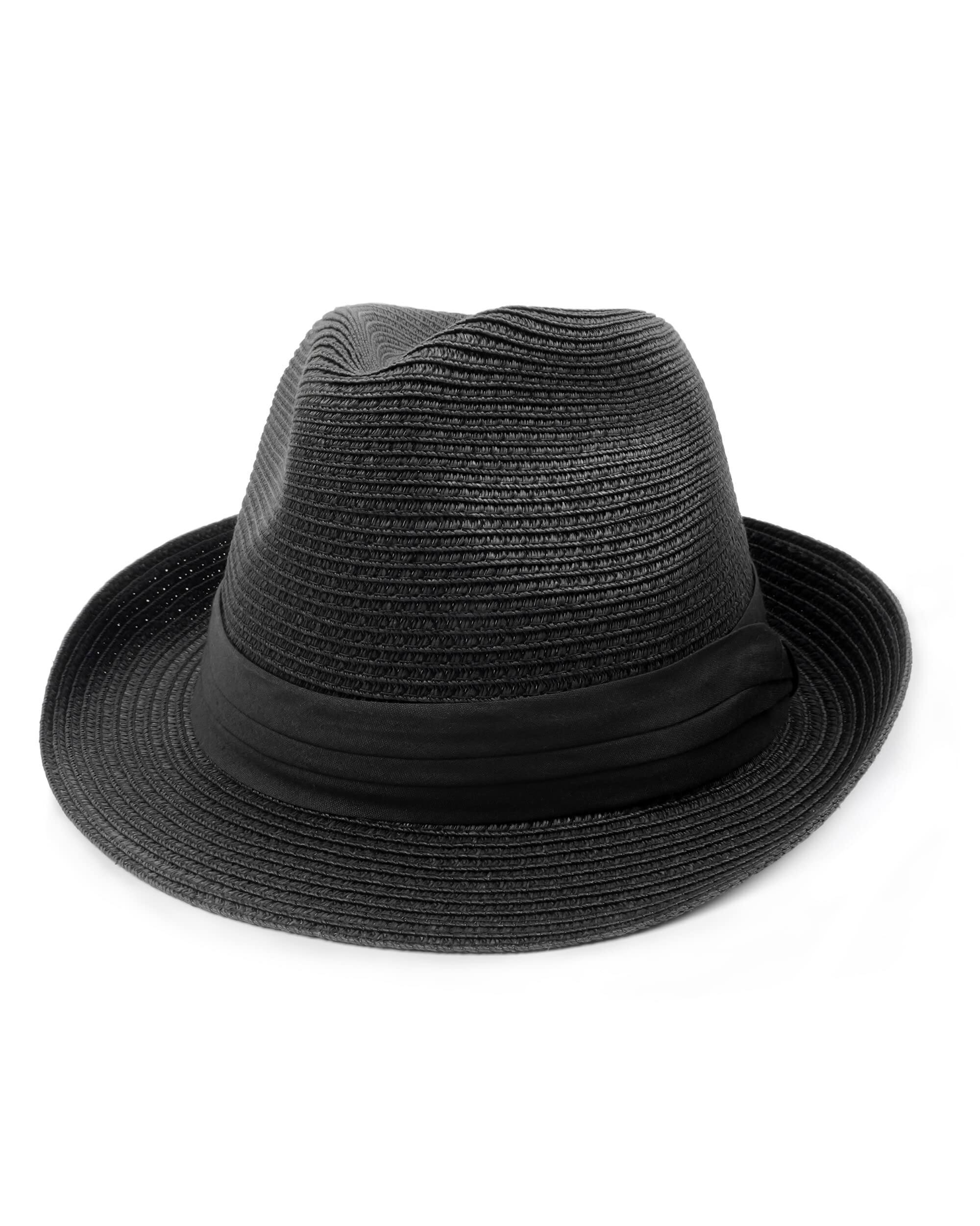 Zylioo XXL Oversize Straw Trilby Hat,Big and Tall Short Brim Panama Hats,Roll Up Summer Fedora Hat