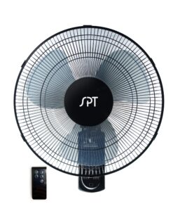 spt sf-16w90 16″ wall mount fan in black with remote control, oscillation and timer (corded electric)