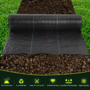 Rengue Weed Barrier Landscape Fabric, 6 x 300FT Weed Blocker Garden Ground Cover Fabric, Heavy Duty Garden Control Cloth, Woven Geotextile Fabric for Landscaping Driveway 3.2 OZ