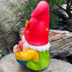 Mood Lab Garden Gnome - Funny Hippie Gnome Figurine - 9.25 Inch Tall Lawn Statue - for Outdoor or House Decor