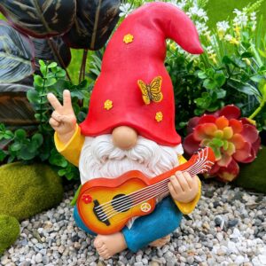 Mood Lab Garden Gnome - Funny Hippie Gnome Figurine - 9.25 Inch Tall Lawn Statue - for Outdoor or House Decor