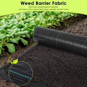 Rengue Weed Barrier Landscape Fabric, 6 x 300FT Weed Blocker Garden Ground Cover Fabric, Heavy Duty Garden Control Cloth, Woven Geotextile Fabric for Landscaping Driveway 3.2 OZ