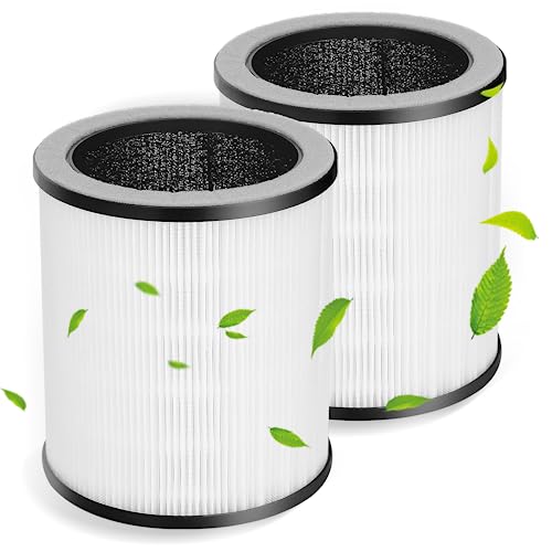 2 Pack TPLMB P60 Air Purifier Replacement Filters,Three-in-One Nylon Pre-Filter,True HEPA Filter,High-Efficiency Carbon Filter,P60-RF,White,Pack of 2.