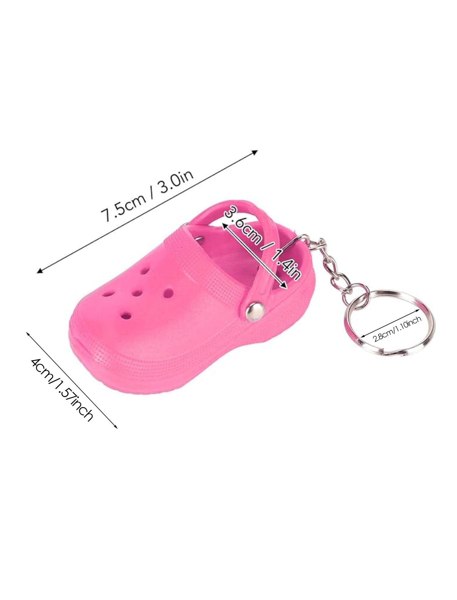 GLOGLOW 20Pcs Slipper Keychains, 1.4 x 3.0in 5 Colors Silicone Shoe Keychains Reusable Beach Hole Shoes Key Chains for Backpack Purse Luggage Party Favors