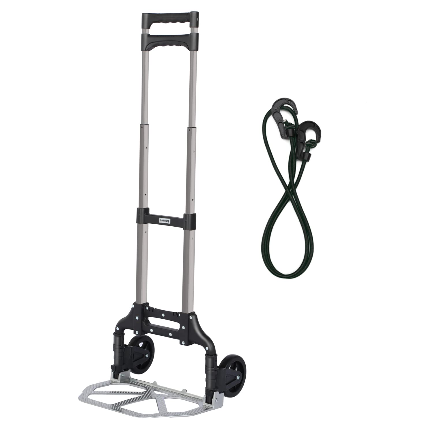 Leeyoung Dolly Cart Extended Handle Foldable Hand Truck, Aluminum Moving Dolly, 175 lb Capacity and 43.31" Long Telescoping Handle for Indoor Outdoor Moving Travel.