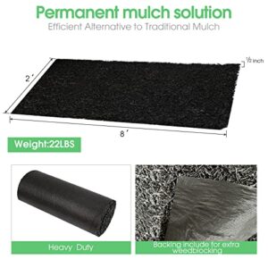 Harmiden 2 Pack Recycled Rubber Mulch Mat Roll Black Permanent Mulch Walkway Pathway for Landscaping Outdoor 8' x 2'