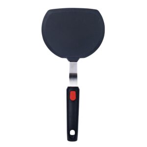 silicone pancake spatula | wide beveled edge flipper with stainless steel curved handle | heat resistant non-stick cooking