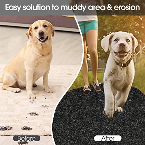 Harmiden 2 Pack Recycled Rubber Mulch Mat Roll Black Permanent Mulch Walkway Pathway for Landscaping Outdoor 8' x 2'