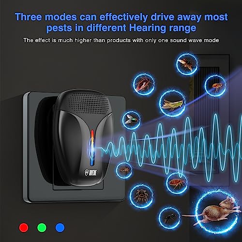 2024 Upgraded Version Ultrasonic repeller & insect Repeller, Ultrasonic Repellent for Roach, Rodent, Mouse, Bugs, Mosquito, Mice, Spider, Ant,3 Mode Switching,6 Packs