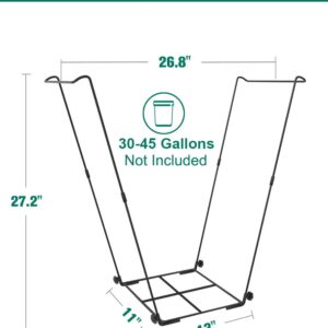 Tuohours Outdoor Trash Bag Holder Stand - Heavy Duty Metal Garden Garbage Bag Support Frame for 30-45 Gallon Capacity, Multi-Use Portable Yard Leaf Bag Stand for Leaves, Camping, Weeding, Lawn Party