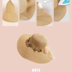 YOFARCHOY Lightweight Packable Sun Hat for Women Foldable Sunhats Woven Bucket Hats Packable Beach Hat Floppy Knitted Woven Hat Khaki