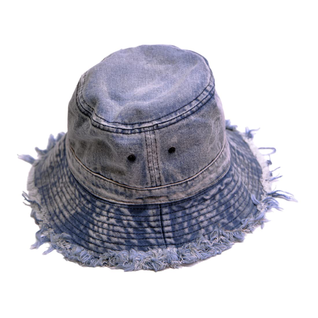 BLUEGLORY Cotton Breathable Denim Distressed Bucket Hat, Sun Hat, Hat for Men and Women (BLUL)