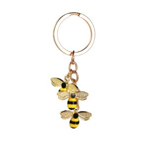 cute bee charms enameled keychain for women girls bumble bee enamel keychain with tassel purse bag backpack accessories-a