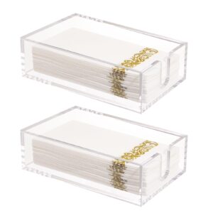 rubtlamp 2 pack clear napkin holder, flat napkin holder,9x5.5x2.5inch acrylic guest towel napkin holder,clear bathroom paper hand towels storage tray for kitchen dinning