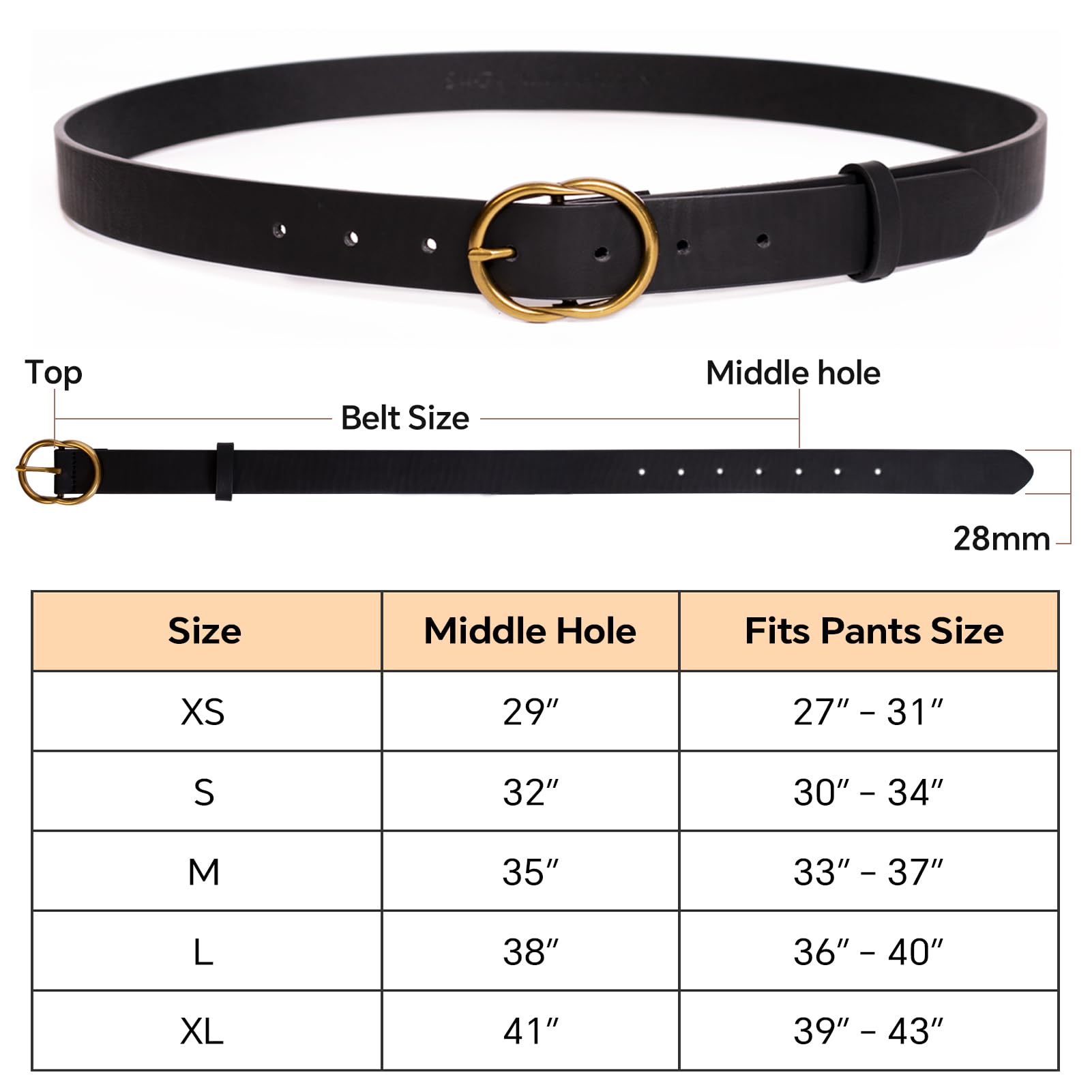 JIEDE Womens Belt Vintage Buckle Casual Fashion Ladies Waist Belt Adjustable Skinny Belts for Jeans Pants Dress (Brown, S - Fits Waist 30''-34'')