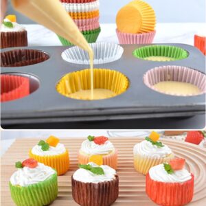 SKIDEC Rainbow Standard Cupcake Liners 400 Count Colorful Paper Baking Cups Disposable Cupcake Wrappers for Holiday and Party Baking Supplies