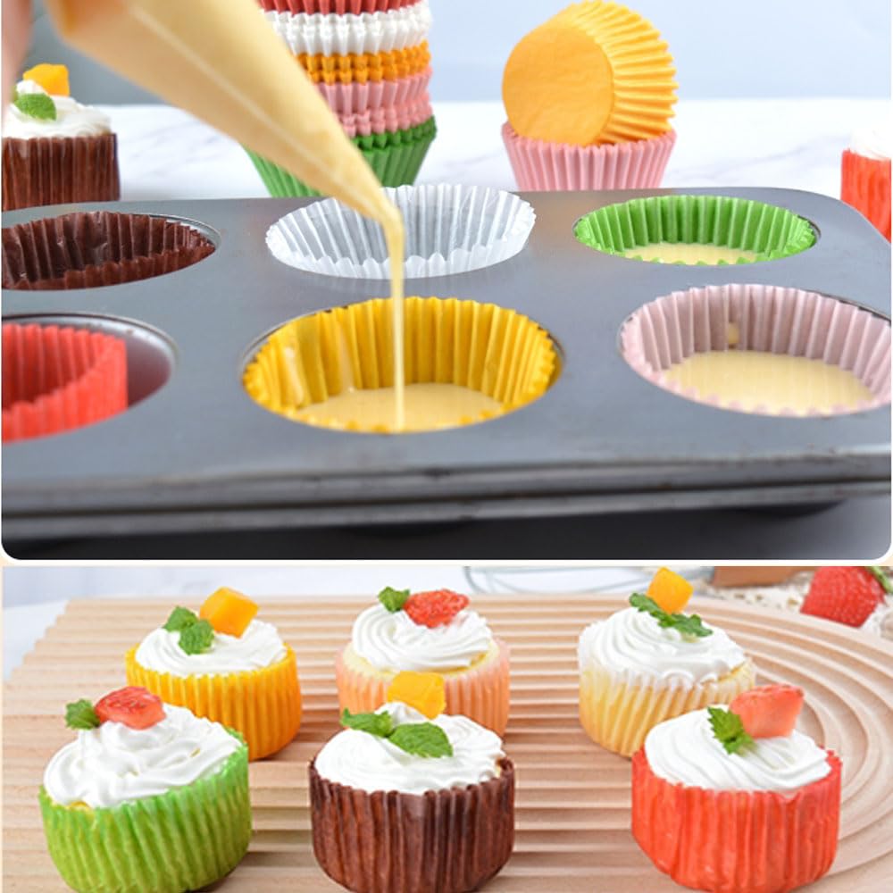 SKIDEC Rainbow Standard Cupcake Liners 400 Count Colorful Paper Baking Cups Disposable Cupcake Wrappers for Holiday and Party Baking Supplies