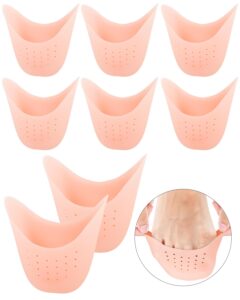 8pcs blatown silicone toe protectors toe covers for women men shoe filling, gel toe pads toe cushions with breathable hole for pain relief fit for high heel, ballet, point shoes (beige)