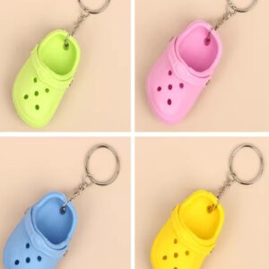 GLOGLOW 20Pcs Slipper Keychains, 1.4 x 3.0in 5 Colors Silicone Shoe Keychains Reusable Beach Hole Shoes Key Chains for Backpack Purse Luggage Party Favors