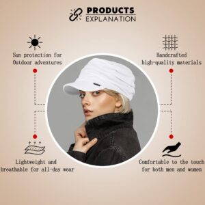 Ruphedy Newsboy Cap for Women Summer Chemo Headwear Hair Loss Cancer Hat with Brim (White)