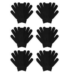 coledre 6 pairs winter magic gloves for women men cold weather thermal warm stretchy gloves black knit gloves for running driving hiking