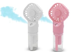 handheld fan portable handheld misting fan - rechargeable battery operated spray mist fan - water mist fan - outdoors misting personal cooling - cooling fans for makeup travel, beach, pack of 2