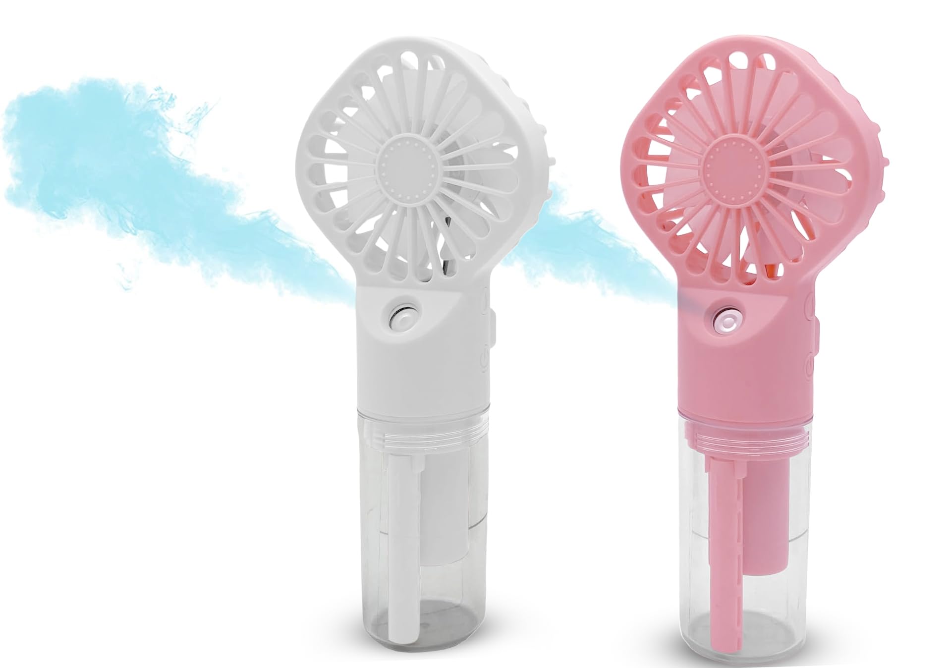 Handheld Fan Portable Handheld Misting Fan - Rechargeable Battery Operated Spray Mist Fan - Water Mist Fan - Outdoors Misting Personal Cooling - Cooling Fans for Makeup Travel, Beach, PACK OF 2