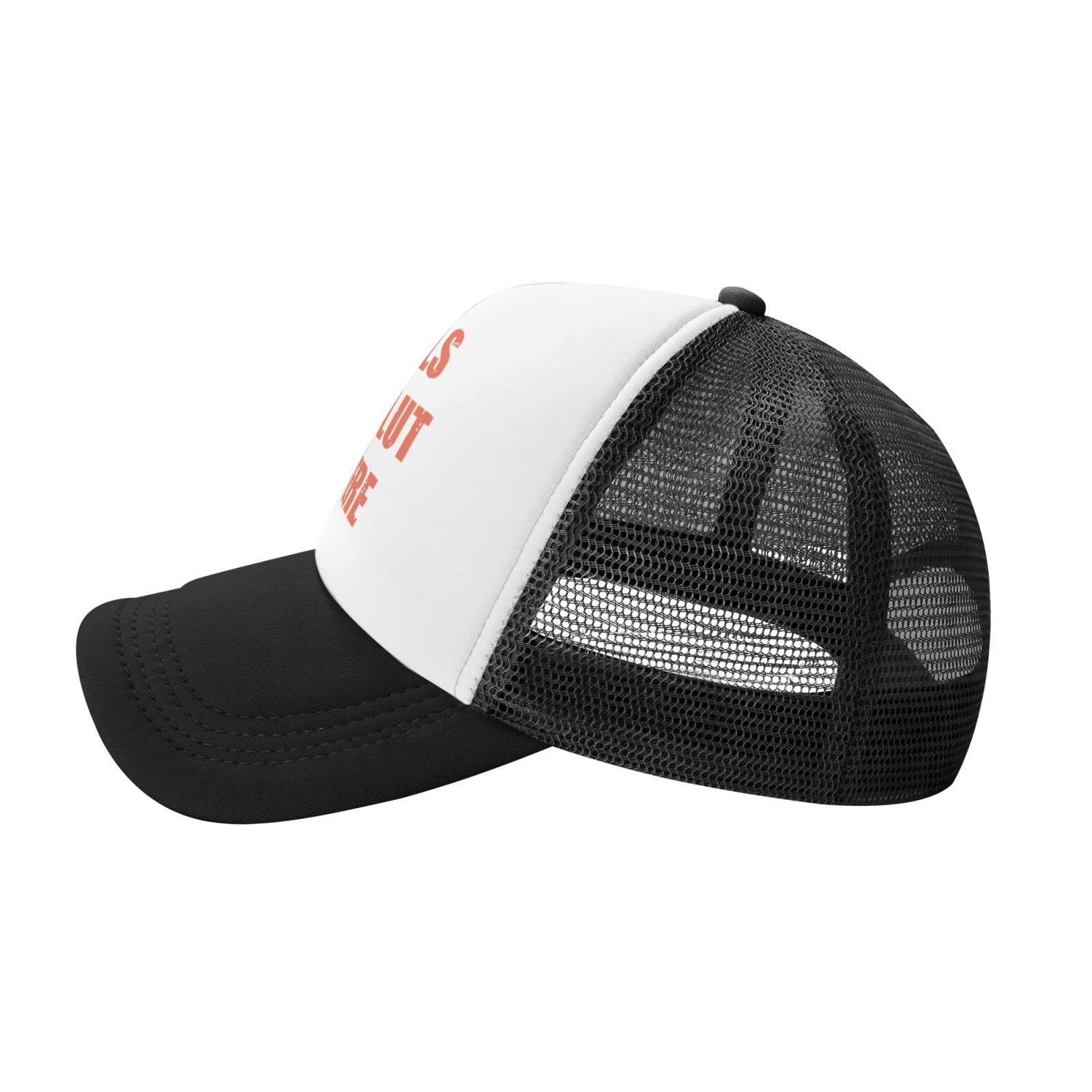 Smells Like Slut in HERE Funny Baseball Cap Adjustable Trucker Hats Sports Hat Men Women Funny Gift Mesh Fishing Cap Black