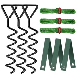 fcends tree stake kit, heavy duty spiral tree stakes and supports for leaning trees and young trees straightening, protect trees from bad weather