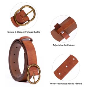 JIEDE Womens Belt Vintage Buckle Casual Fashion Ladies Waist Belt Adjustable Skinny Belts for Jeans Pants Dress (Brown, S - Fits Waist 30''-34'')