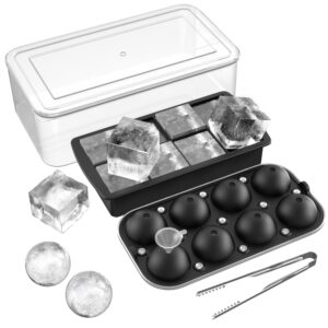 large ice cube tray for whiskey: ice ball maker for cocktails - large ice trays for whisky ice sphere - big ice cube maker for bourbon square ice