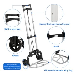 Leeyoung Dolly Cart Extended Handle Foldable Hand Truck, Aluminum Moving Dolly, 175 lb Capacity and 43.31" Long Telescoping Handle for Indoor Outdoor Moving Travel.