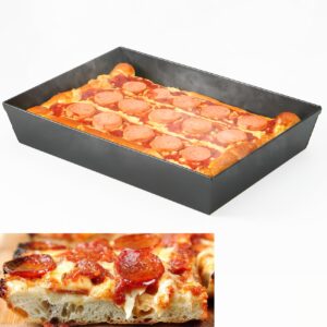 jisculo detroit style pizza pan 14x10x2.5 (non stick without bpa) replace lloyds pizza pan pre-seasoned sicilian style pizza pan, hard anodized deep dish square grandma style pizza pan