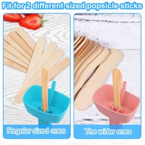 AIERSA 2PCS Silicone Popsicle Holders for Kids No Drip, Reusable Mess Free Ice Pop Stick Holder with Built in Straw for Sucking Up Melted Frozen Treats for Toddlers, Baby, Kids