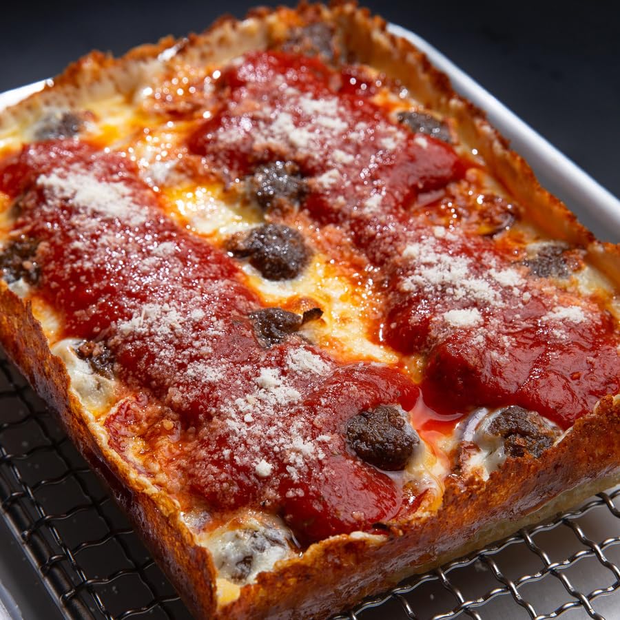 Jisculo Detroit Style Pizza Pan 14x10x2.5 (Non Stick without BPA) Replace lloyds Pizza Pan Pre-Seasoned Sicilian Style Pizza Pan, Hard Anodized Deep Dish Square Grandma Style Pizza Pan